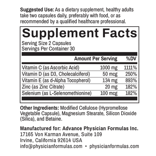 Essential 5: Vitamins C, D, & E + Zinc & Selenium, 60 Vegetable Capsul ...